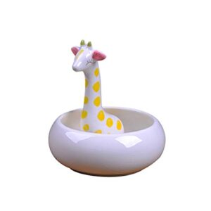 doitool 1pc mini ceramic planter cartoon giraffe flowerpot succulent planting container bonsai accessory for home office