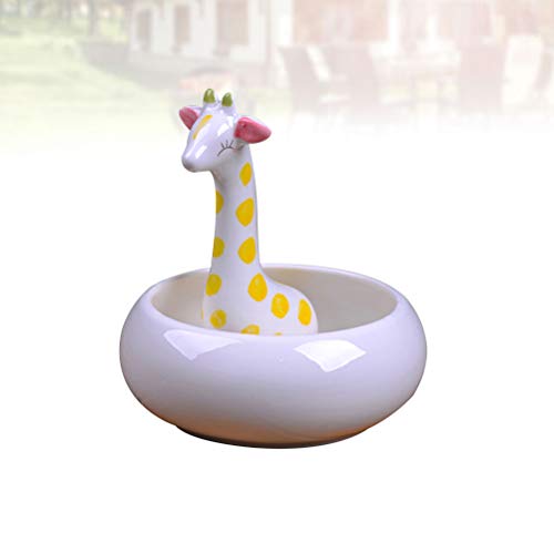 DOITOOL 1Pc Mini Ceramic Planter Cartoon Giraffe Flowerpot Succulent Planting Container Bonsai Accessory for Home Office