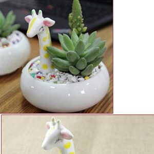 DOITOOL 1Pc Mini Ceramic Planter Cartoon Giraffe Flowerpot Succulent Planting Container Bonsai Accessory for Home Office