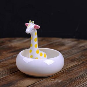 DOITOOL 1Pc Mini Ceramic Planter Cartoon Giraffe Flowerpot Succulent Planting Container Bonsai Accessory for Home Office