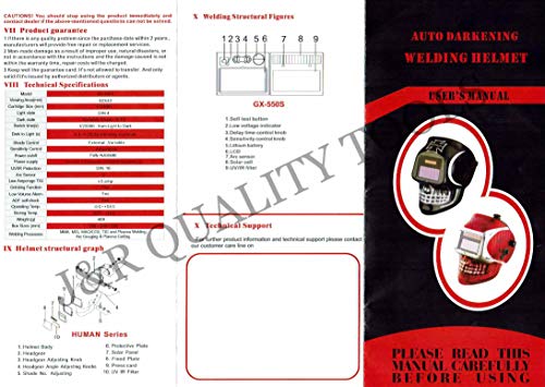 VCT MIG/TIG Auto Darkening Welding Helmet Solar & Battery -Red Skull Shape Design Extra Large Lens