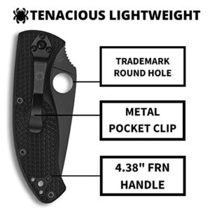 Spyderco Tenacious Lightweight Folding Utility Pocket Knife with 3.39" Black Stainless Steel Blade and Black FRN Handle - Everyday Carry - CombinationEdge - C122PSBBK