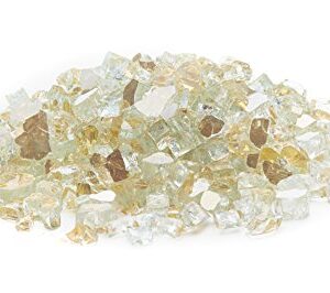 Exotic Fire Glass | Gold Reflective Fire Pit Glass | 10 Pound Bag | Medium 1/2 Inch Glass Size | Perfect for Any Natural Gas or Propane Outdoor Fire Pit