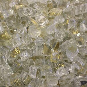 Exotic Fire Glass | Gold Reflective Fire Pit Glass | 10 Pound Bag | Medium 1/2 Inch Glass Size | Perfect for Any Natural Gas or Propane Outdoor Fire Pit