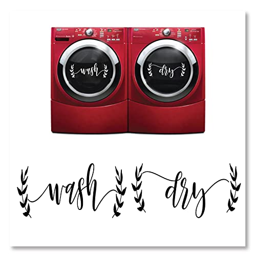 Farmhouse Style Script Design Washer and Dryer Wash and Dry Laundry Room Vinyl Wall Decal's