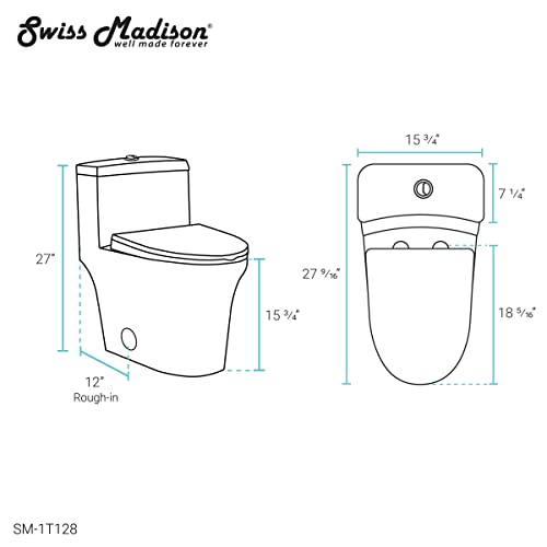 Swiss Madison SM-1T128 Bastille One Piece Elongated Dual Flush Toilet