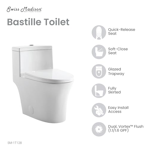 Swiss Madison SM-1T128 Bastille One Piece Elongated Dual Flush Toilet