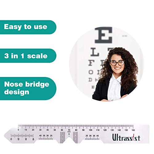 Ultrassist Pupillometers for Measuring Pupillary Distance (PD), Transparent PD Ruler, Essential Tool for Single PD or Dual PD Measurement