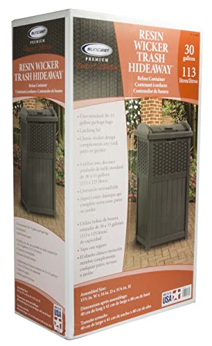 Suncast Trash Hideaway Outdoor Garbage & Outdoor Patio Storage Deck Box, Brown