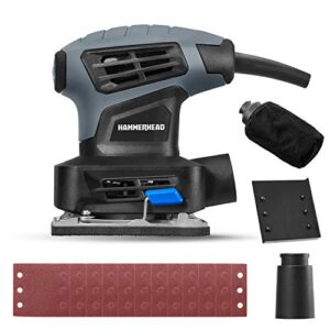 hammerhead 2.0-amp 1/4 sheet palm sander with 12pcs sandpaper– haps020