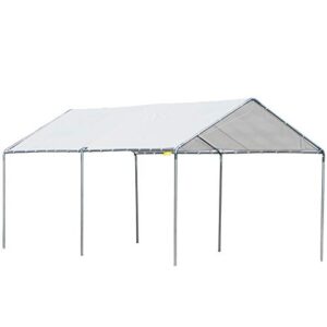 outsunny 10'x20' carport heavy duty galvanized car canopy with included anchor kit, 3 reinforced steel cables, white