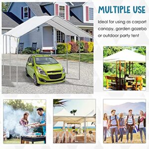 Outsunny 10'x20' Carport Heavy Duty Galvanized Car Canopy with Included Anchor Kit, 3 Reinforced Steel Cables, White