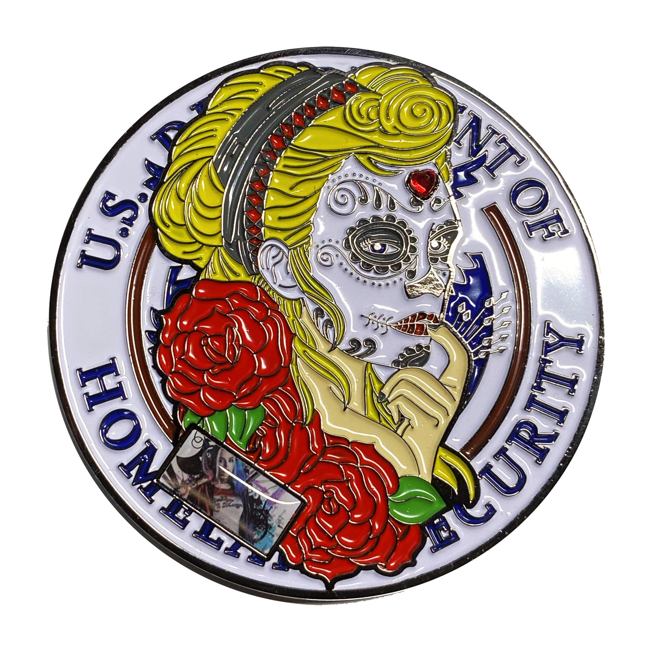 BB-013 Harley Quinn Inspired Homeland Security Challenge Coin Police Day of The Dead