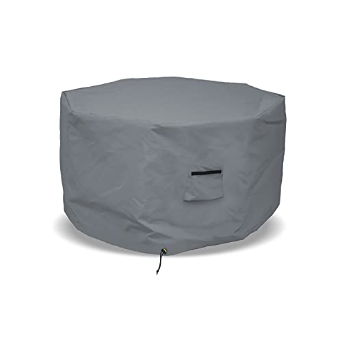 Octagon Fire Pit Cover 12 Oz Waterproof - 100% Weather Resistant Outdoor Fire Pit Table Cover with Air Pocket & Drawstring for Snug Fit (20" H x 42" D, Grey)