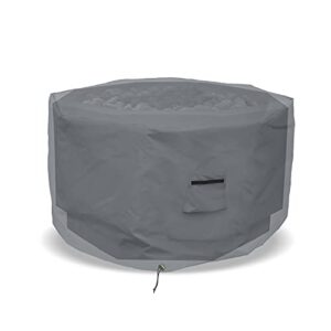 Octagon Fire Pit Cover 12 Oz Waterproof - 100% Weather Resistant Outdoor Fire Pit Table Cover with Air Pocket & Drawstring for Snug Fit (20" H x 42" D, Grey)