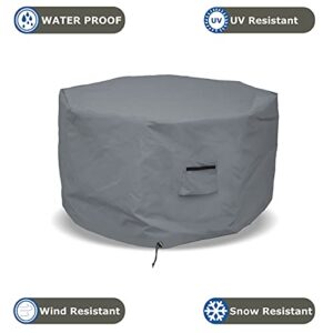 Octagon Fire Pit Cover 12 Oz Waterproof - 100% Weather Resistant Outdoor Fire Pit Table Cover with Air Pocket & Drawstring for Snug Fit (20" H x 42" D, Grey)