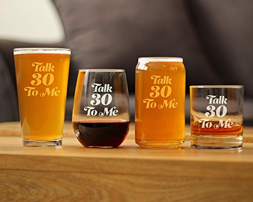 Talk 30 to Me - Funny 30th Birthday Wine Glass for Women Turning 30 - Large 17 Oz - Bday Party Decorations