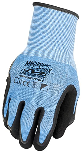 Mechanix Wear: SpeedKnit CoolMax Work Gloves - 13-Gauge Shell with Evaportative Cooling Technology, Foam Latex Palm Coating with Textured Grip (Large/XLarge, Black,Blue)