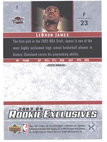 2003-04 Upper Deck Rookie Exclusives #1 LeBron James RC Rookie Cavaliers Lakers