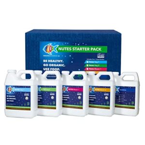 foop nutes veg & bloom starter pack: organic plant nutrients for thick stalks, tight bud stacking, explosion of trichomes | infused with cal/mag, and silica | five 32oz bottles