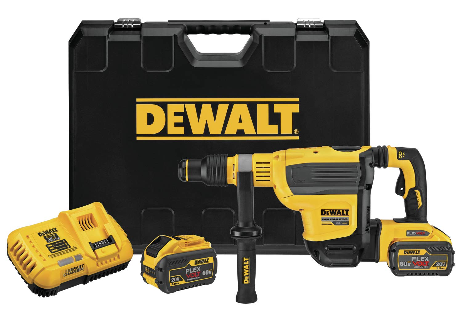 DEWALT 60V SDS MAX Rotary Hammer Drill, Cordless, 1 3/4 in., (2) Batteries (DCH614X2)