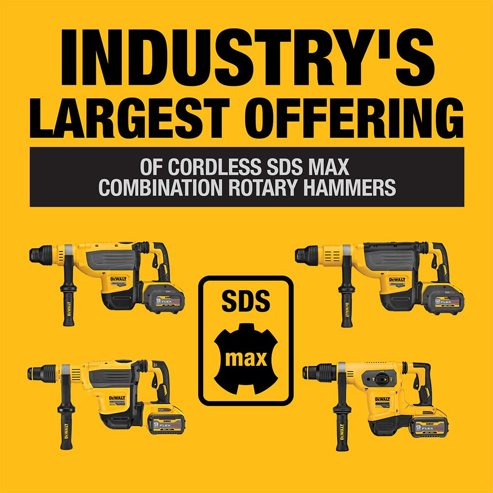 DEWALT 60V SDS MAX Rotary Hammer Drill, Cordless, 1 3/4 in., (2) Batteries (DCH614X2)