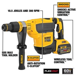 DEWALT 60V SDS MAX Rotary Hammer Drill, Cordless, 1 3/4 in., (2) Batteries (DCH614X2)