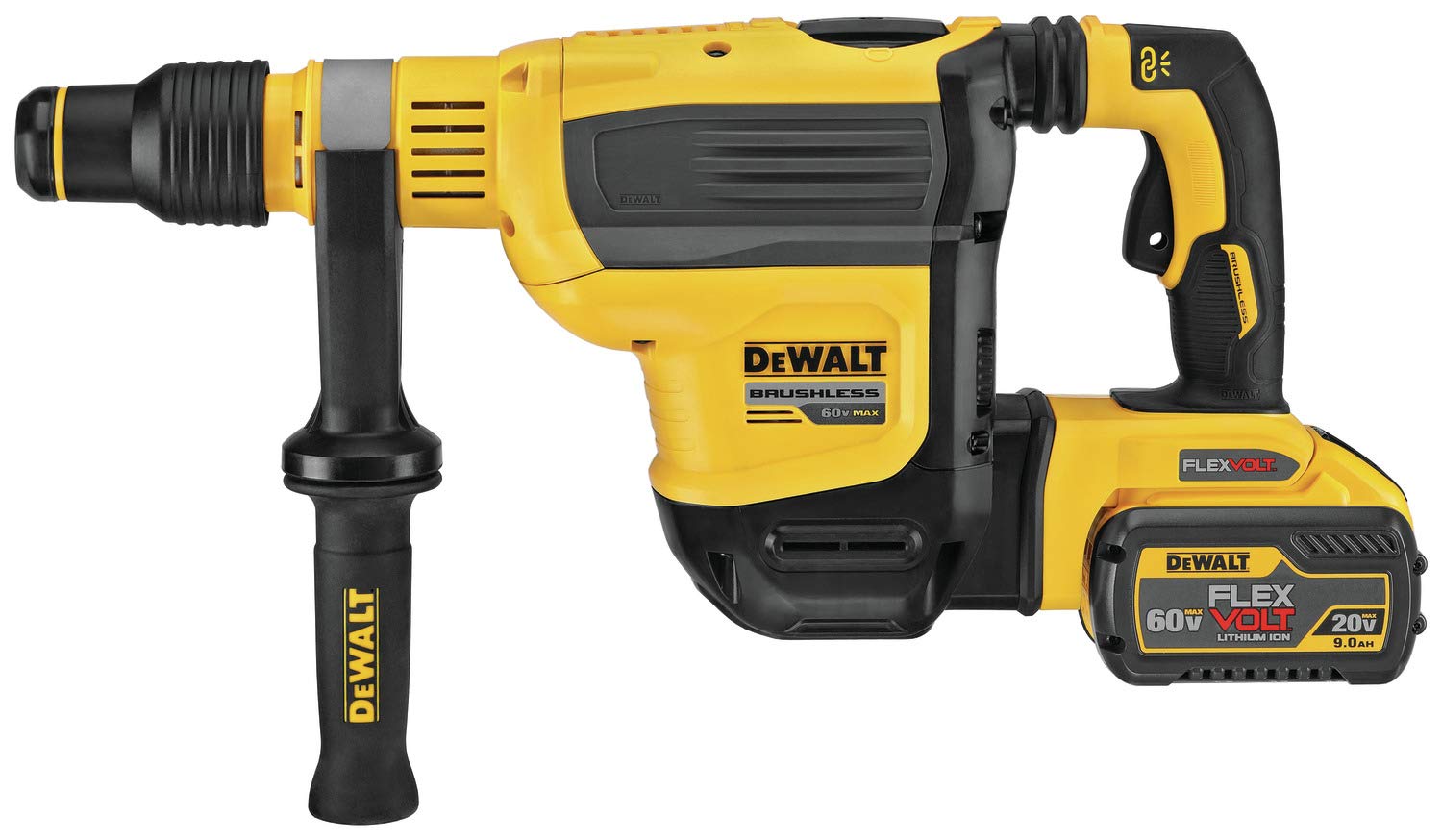 DEWALT 60V SDS MAX Rotary Hammer Drill, Cordless, 1 3/4 in., (2) Batteries (DCH614X2)