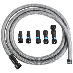 cen-tec systems 94709 quick click 16 ft. hose for home and shop vacuums with expanded multi-brand power tool adapter set for dust collection, silver