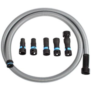 cen-tec systems 94698 quick click 10 ft. hose for home and shop vacuums with expanded multi-brand power tool adapter set for dust collection, silver