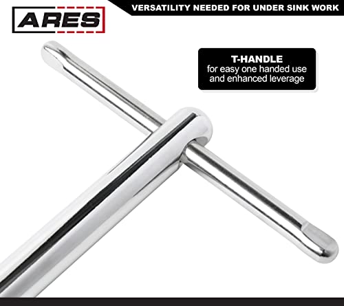 ARES 33004-11-Inch Basin Wrench with Adjustable Jaw - Jaw Adjusts from 3/8 Inch to 1 1/4 Inch - Basin Wrenches Increase Access in Tight Spaces