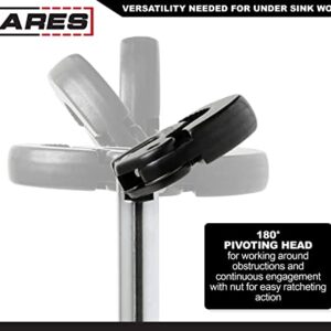 ARES 33004-11-Inch Basin Wrench with Adjustable Jaw - Jaw Adjusts from 3/8 Inch to 1 1/4 Inch - Basin Wrenches Increase Access in Tight Spaces