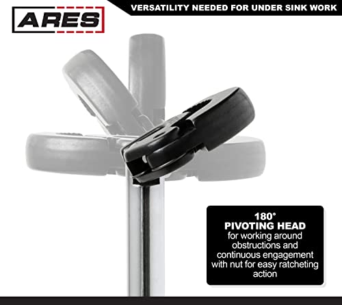 ARES 33004-11-Inch Basin Wrench with Adjustable Jaw - Jaw Adjusts from 3/8 Inch to 1 1/4 Inch - Basin Wrenches Increase Access in Tight Spaces