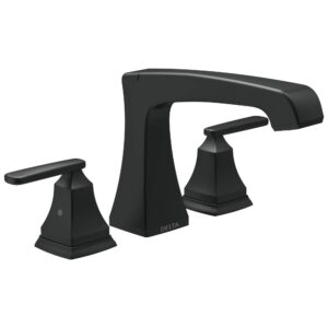 delta faucet ashlyn 2-handle widespread roman tub faucet, black tub faucet, roman bathtub faucet, delta roman tub faucet, tub filler, matte black t2764-bl (valve not included)