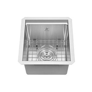 STARSTAR Workstation Ledge Undermount Single Bowl 304 Stainless Steel Kitchen Sink, With Grid, Cutting Board, Strainer with Basket (13 x 15)