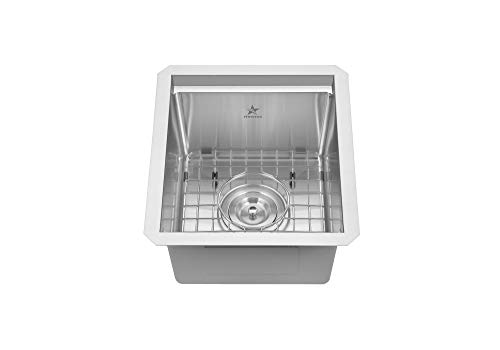 STARSTAR Workstation Ledge Undermount Single Bowl 304 Stainless Steel Kitchen Sink, With Grid, Cutting Board, Strainer with Basket (13 x 15)