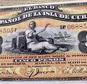 1896 CU RARE SPANISH COLONIAL CUBA 5 SILVER PESOS! 5 SILVER PESOS XF or Better