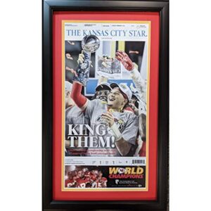 framed kansas city star chiefs king them super bowl liv 54 champions 17x27 football newspaper cover photo professionally matted