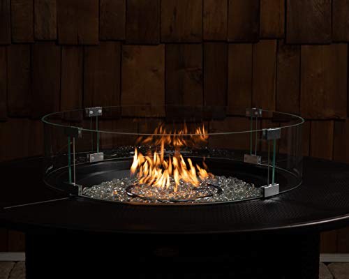 Fire Sense Fire Pit Wind Guard Clear Glass Tempered Glass for Propane, Gas, Fire Pits and Patio Heaters - Round - 26 Inches