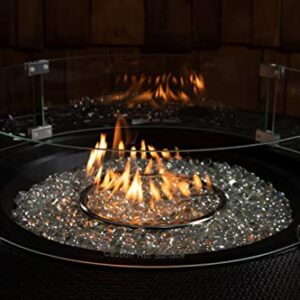 Fire Sense Fire Pit Wind Guard Clear Glass Tempered Glass for Propane, Gas, Fire Pits and Patio Heaters - Round - 26 Inches