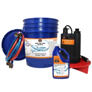 chromex tankless water heater flush kit with certified liquid descaling solution and 1/6hp extra strength pump