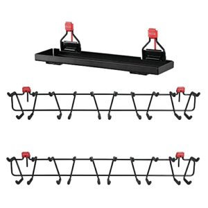 rubbermaid metal shed shelf & 50lb capacity 34” storage shed tool rack (2-pack)