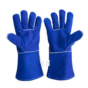 FZTEY Long Welders Gloves (14Inc, Blue)