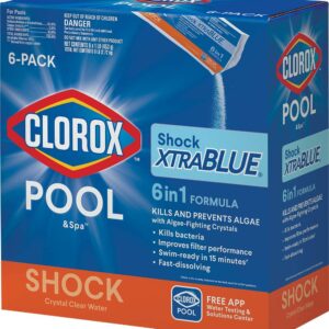 Clorox Pool&Spa 33506CLX Pool Shock XtraBlue (6 1-lb Bags), 6 Pack, White