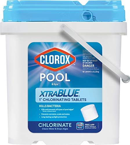 CLOROX Pool&Spa XtraBlue 1" Chlorinating Tabs, Kills bacteria (Perfect for small pools), 5lb