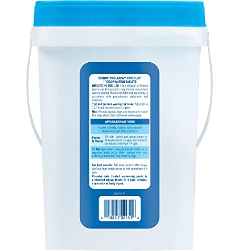 CLOROX Pool&Spa XtraBlue 1" Chlorinating Tabs, Kills bacteria (Perfect for small pools), 5lb