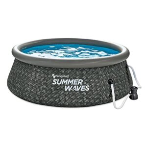 summer waves p1a00830a 8ft x 2.5ft quick set ring above ground inflatable outdoor swimming pool with rx300 filter pump, dark wicker