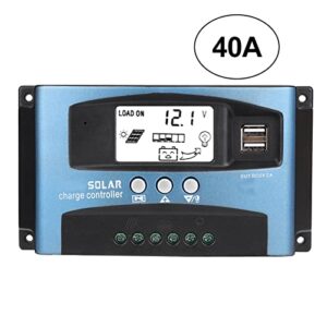 Regulateur De Charge Solaire Mppt,Mppt Charge Controller,40/50/60/100A Solar Charge Controller Dual USB LCD Display 12V 24V Solar Charge Regulator Solar Battery (40A)