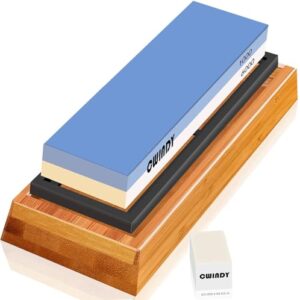 sharpening stone whetstone kit dual sided 1000/6000 grit professional whetstone knife sharpener stone wet stone set nonslip bamboo base, and fix stone