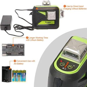 Huepar 3 x 360 Green Beam 3D Laser Level with Bluetooth Connectivity Three-Plane Self-Leveling and Alignment Cross Line Laser Level -One 360° Horizontal and Two 360° Vertical Lines Laser Tool 603CG-BT